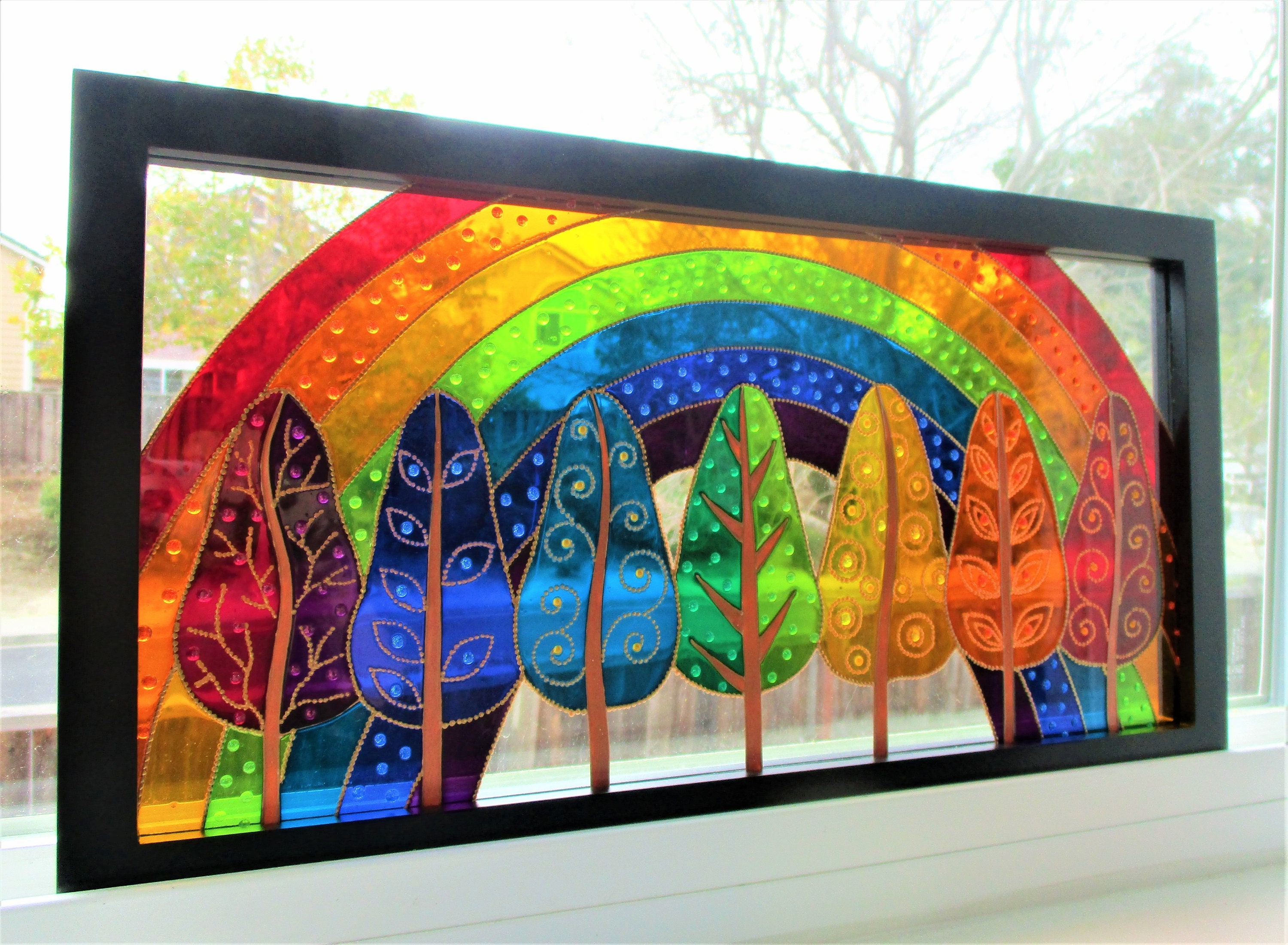Panels & Wall Hangings Rainbow Abstract Glass Art Glass Art etna.com.pe