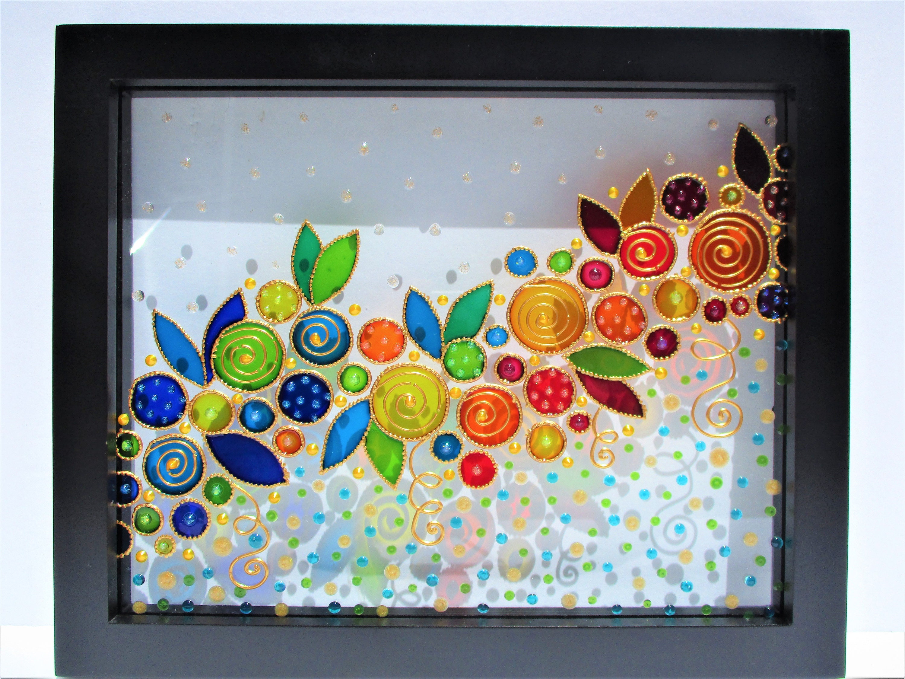 Abstract flowers art Glass painting Painted glass Glass art | Etsy