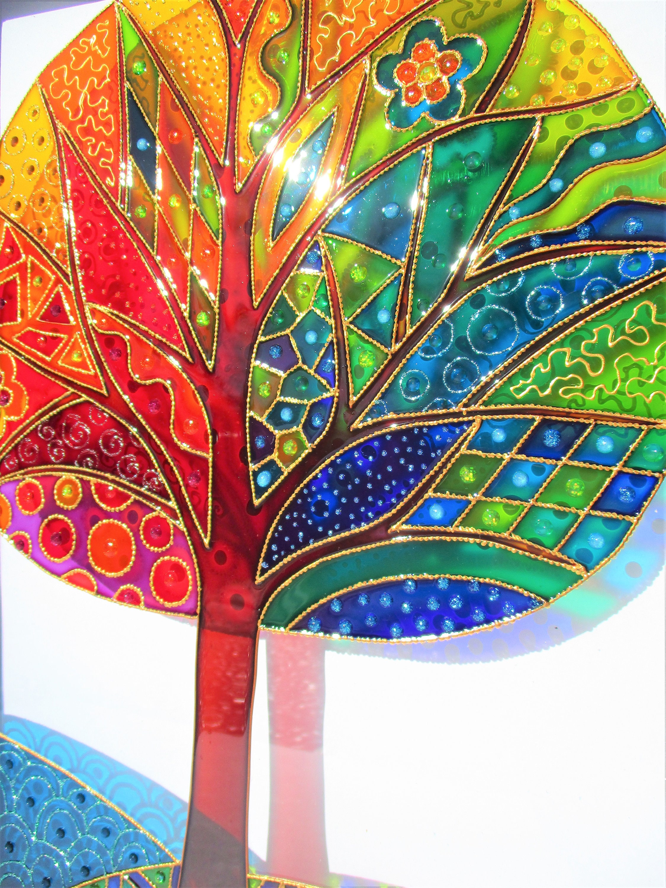 Tree Art Glass Painting Bohemian Decor Wall Decor Painted - Etsy