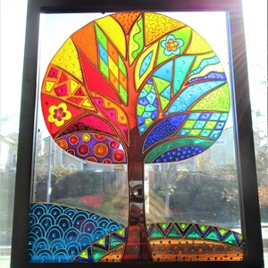 Tree Art Glass Painting Bohemian Decor Wall Decor Painted - Etsy