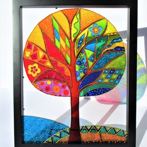 Tree Art Glass Painting Bohemian Decor Wall Decor Painted - Etsy