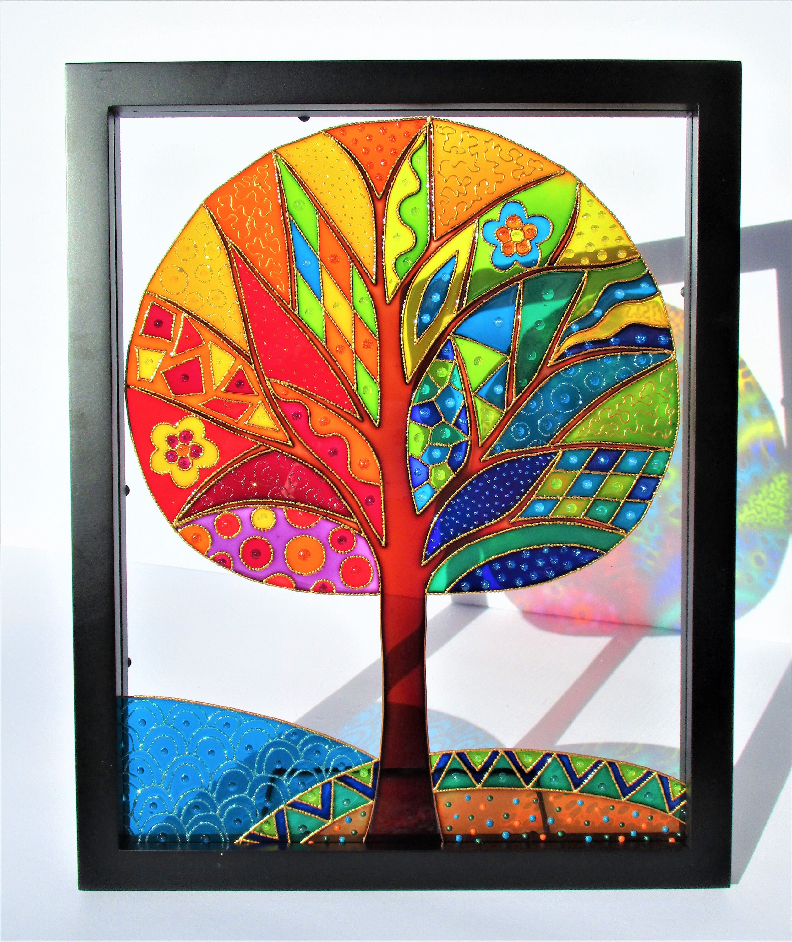 Tree Art Glass Painting Bohemian Decor Wall Decor Painted - Etsy