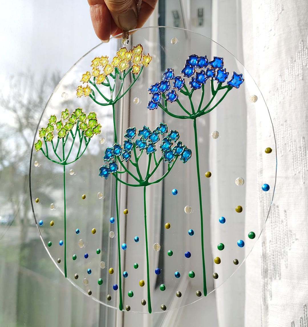 Wildflowers 8 Sun Catcher Window Hanging Window Art Wall Hanging Faux ...
