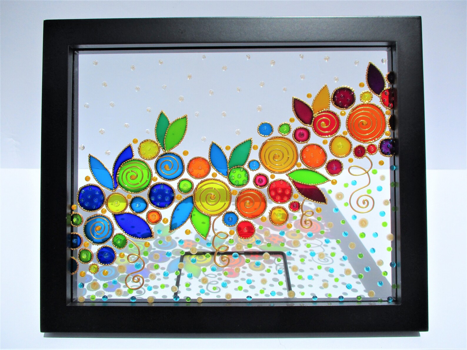 Abstract Flowers Art Glass Painting Painted Glass Glass Art | Etsy