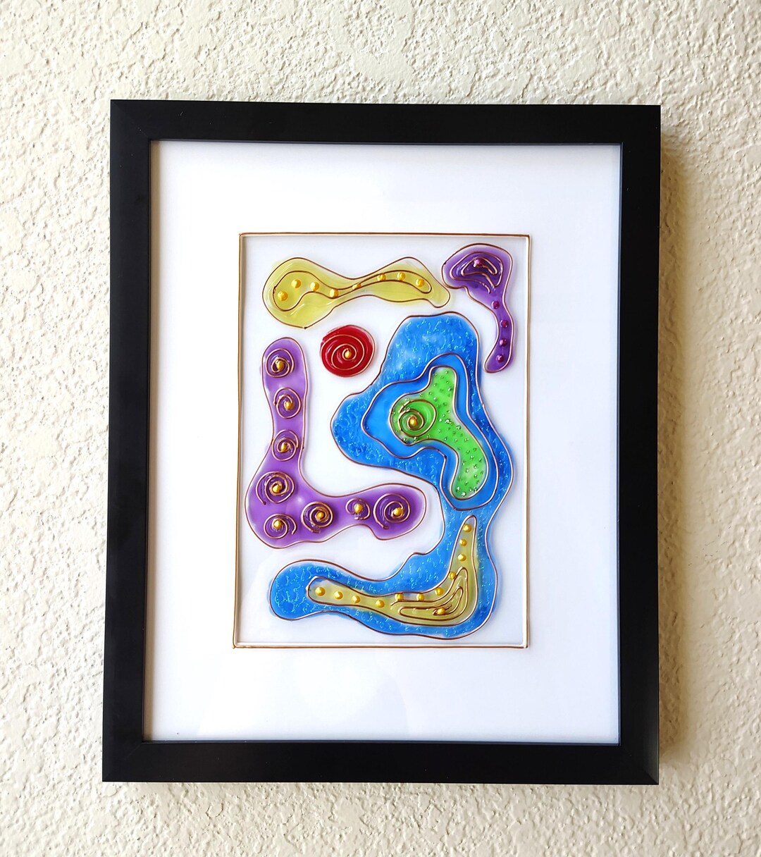 Abstract Glass Painting: 3D Textured Framed Wall Art (11x9) - Etsy