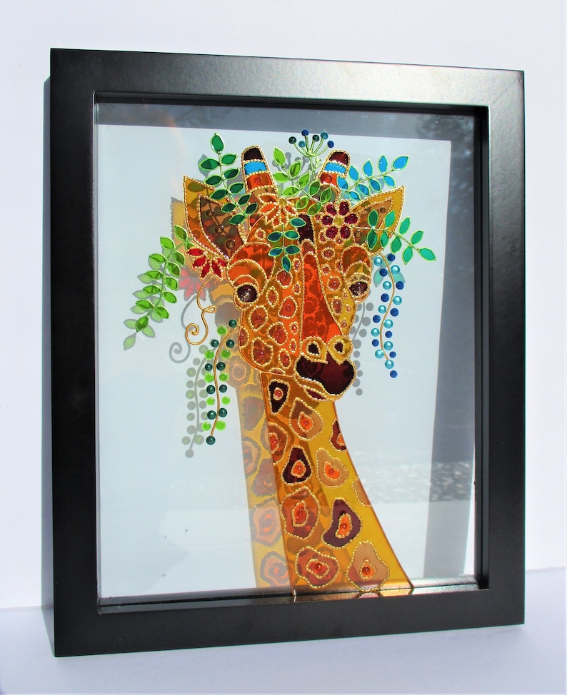 Giraffe Art Glass Painting Painted Glass Glass Art Sun Catcher - Etsy