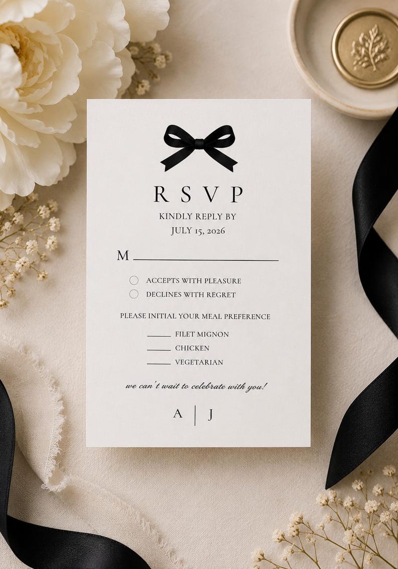 Editable RSVP Card Template, Minimalist Wedding RSVP, Canva RSVP ...