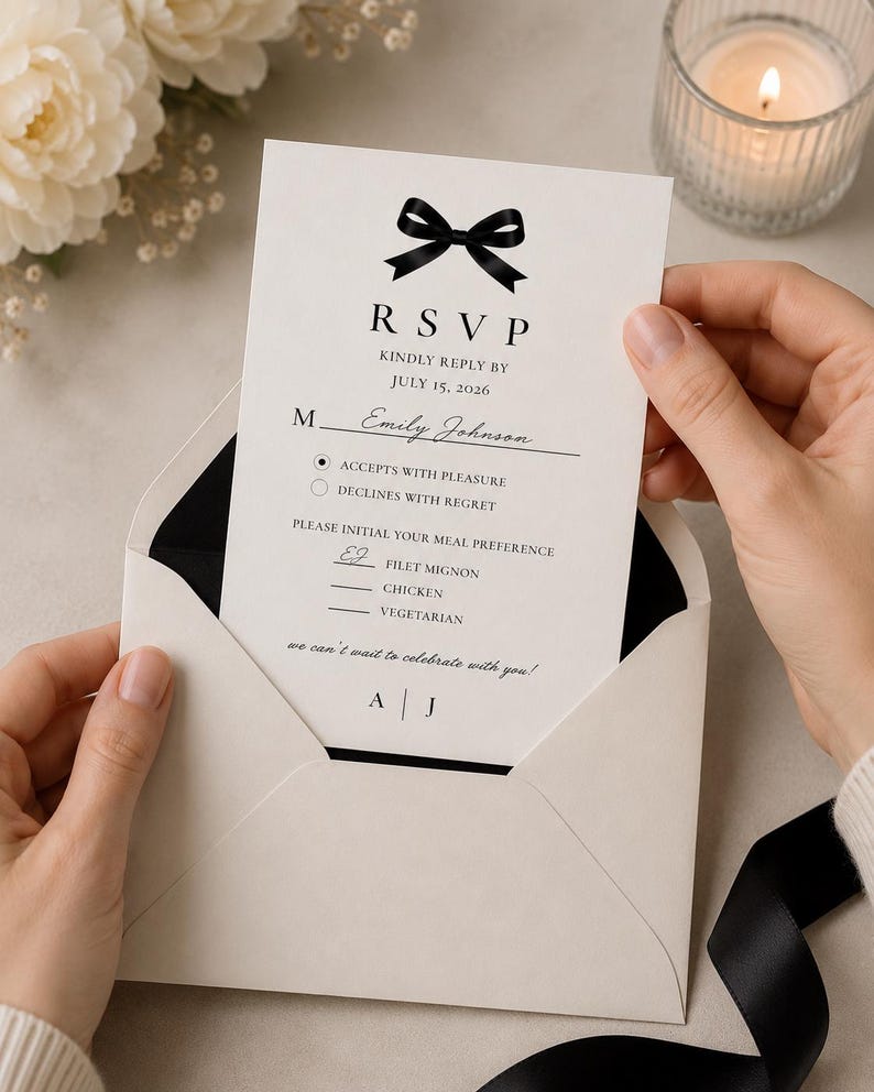 Editable RSVP Card Template, Minimalist Wedding RSVP, Canva RSVP ...