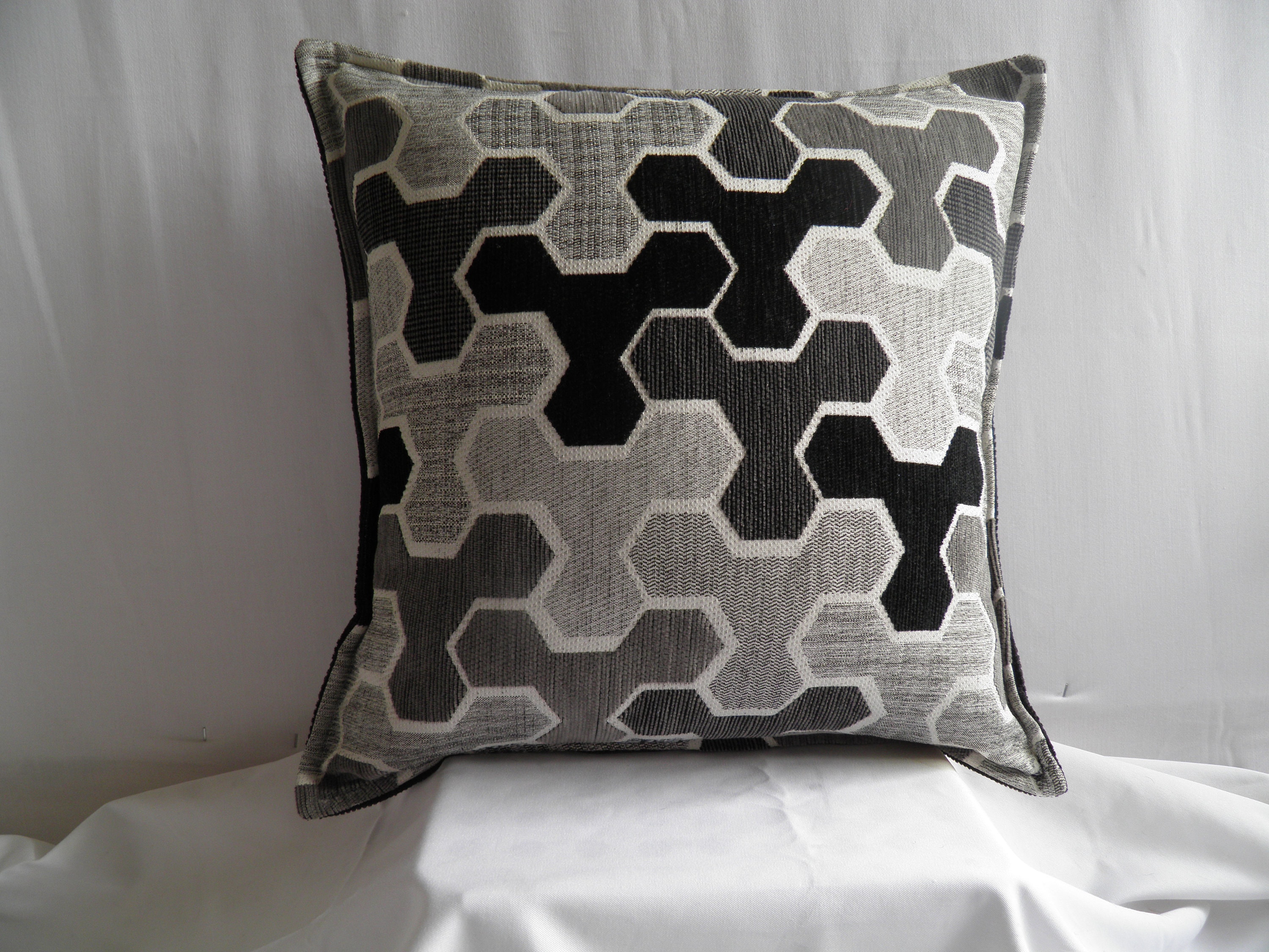 Carlisia Black, Geometric, Modern, Textured, Upholstery, Cushion Cover ...