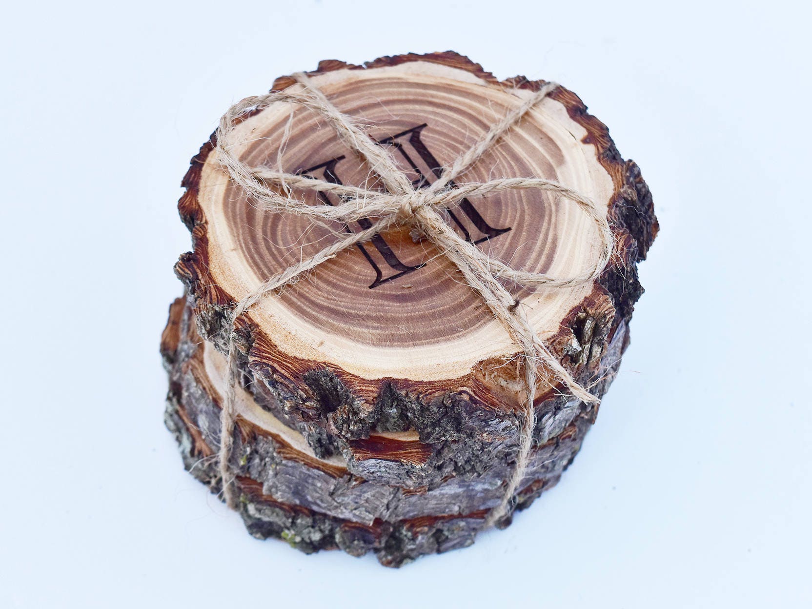 Set of 4 Personalized Wood Coasters Rustic Home Decor | Etsy