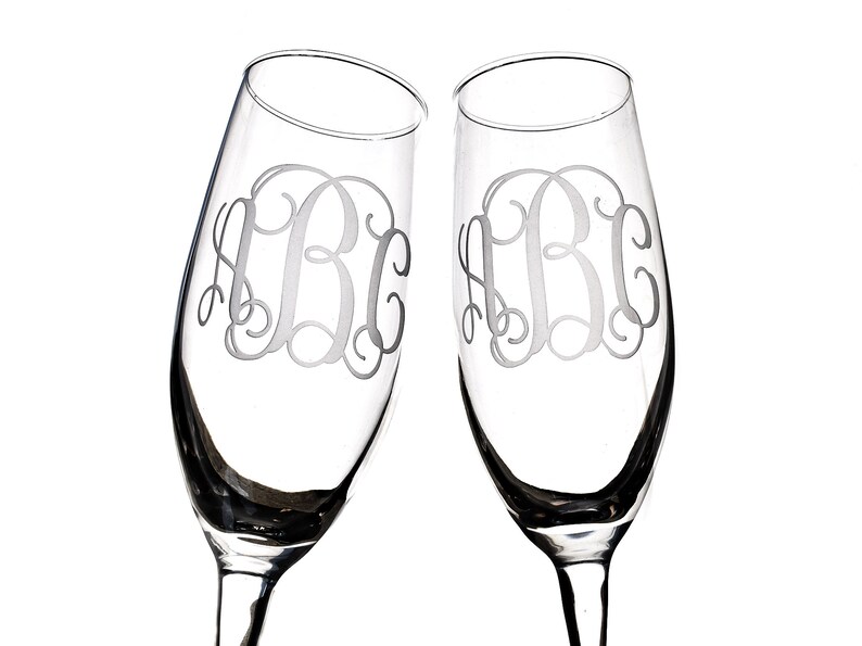Personalized Toasting Flutes set of 2 Monogram Wedding - Etsy