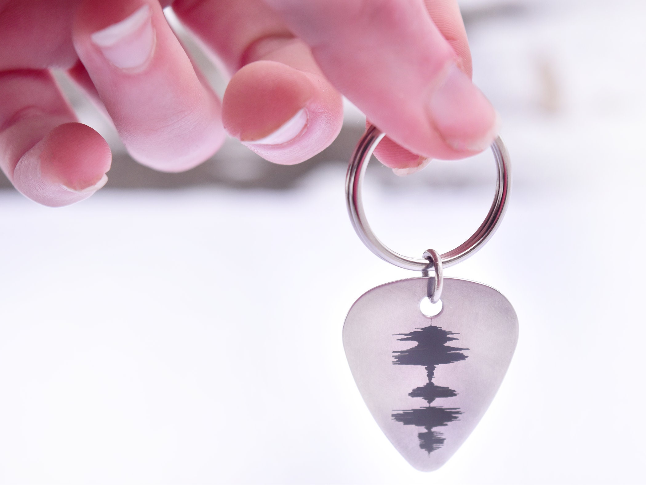 Sound Wave Guitar Pick Key Chain Personalized Sound Wave - Etsy