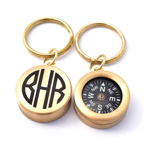 Personalized Compass, Monogram Compass Keychain, Monogram Keychain ...