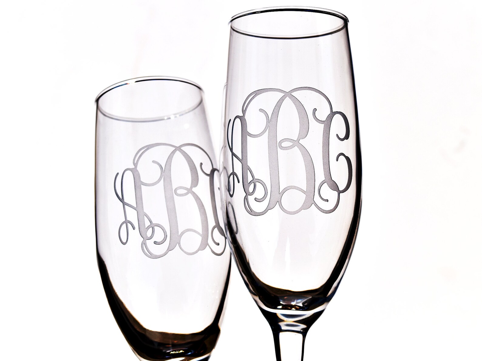 Personalized Toasting Flutes set of 2 Monogram Wedding - Etsy