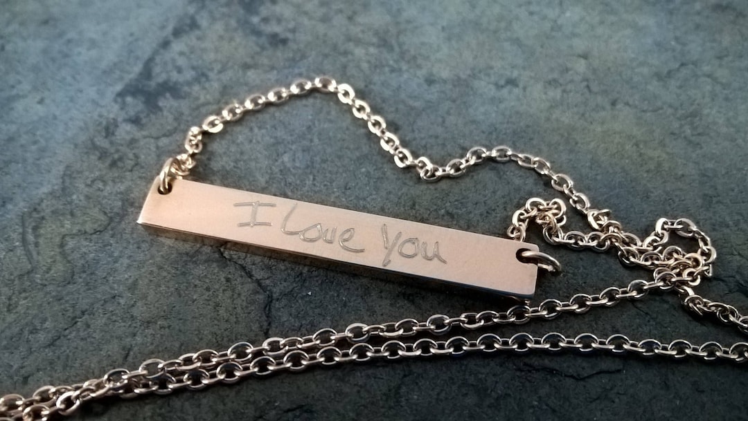 Engraved Handwritten Necklace, Personalized Handwriting Jewelry, Custom ...