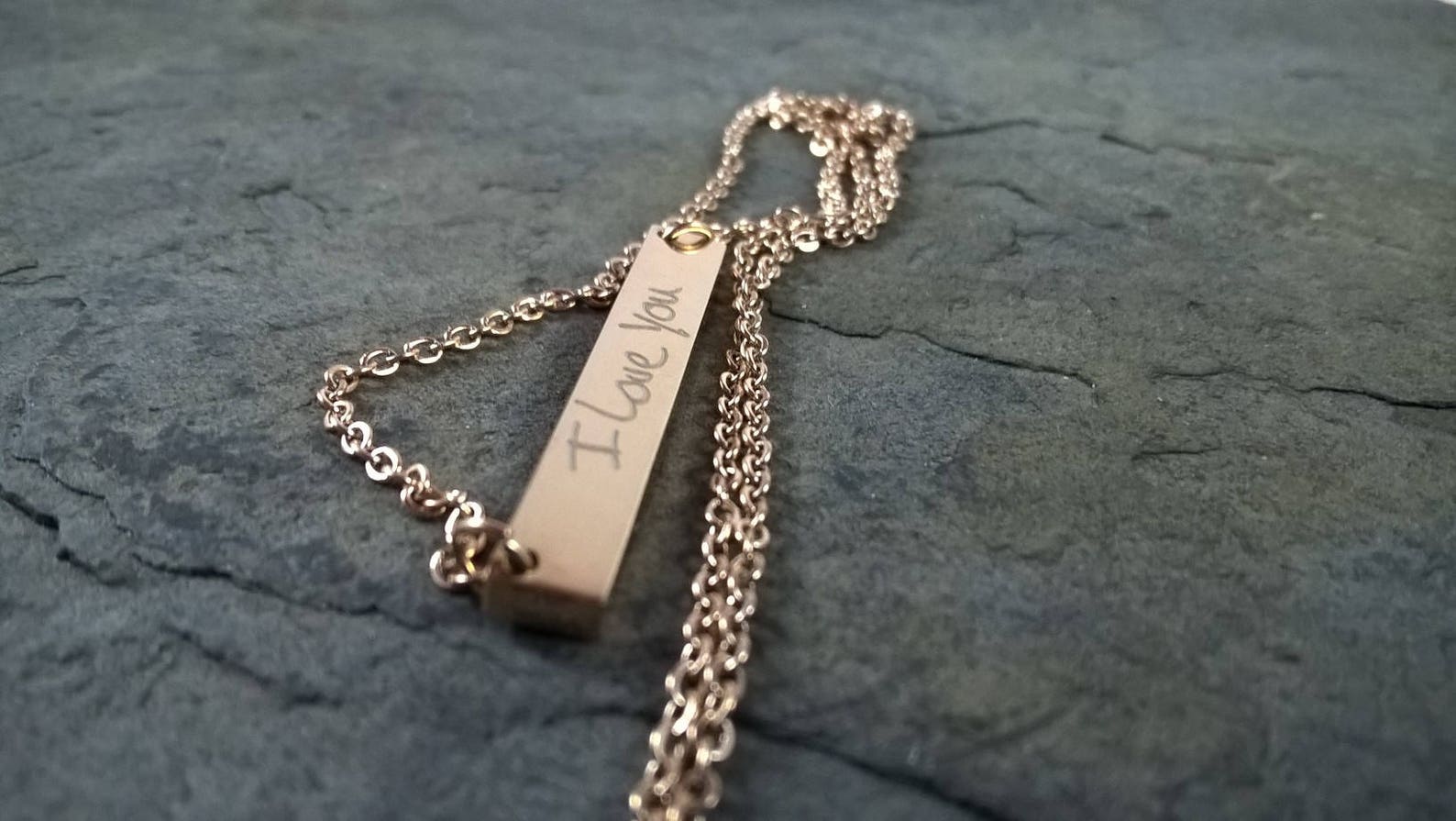 Engraved Handwritten Necklace, Personalized Handwriting Jewelry, Custom ...