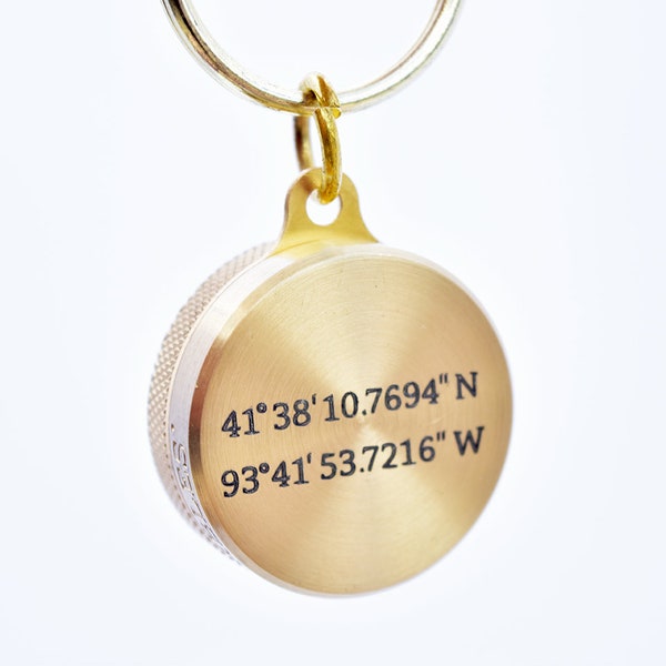 Engraved Compass Keychain - Etsy