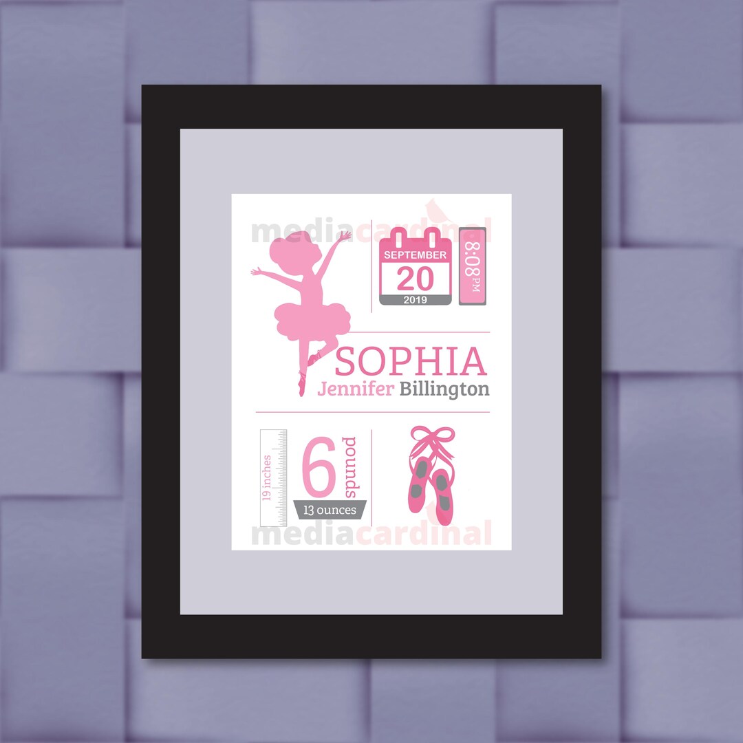 Personalized Baby Girl Ballet Birth Stats Print (digital Download) - Etsy