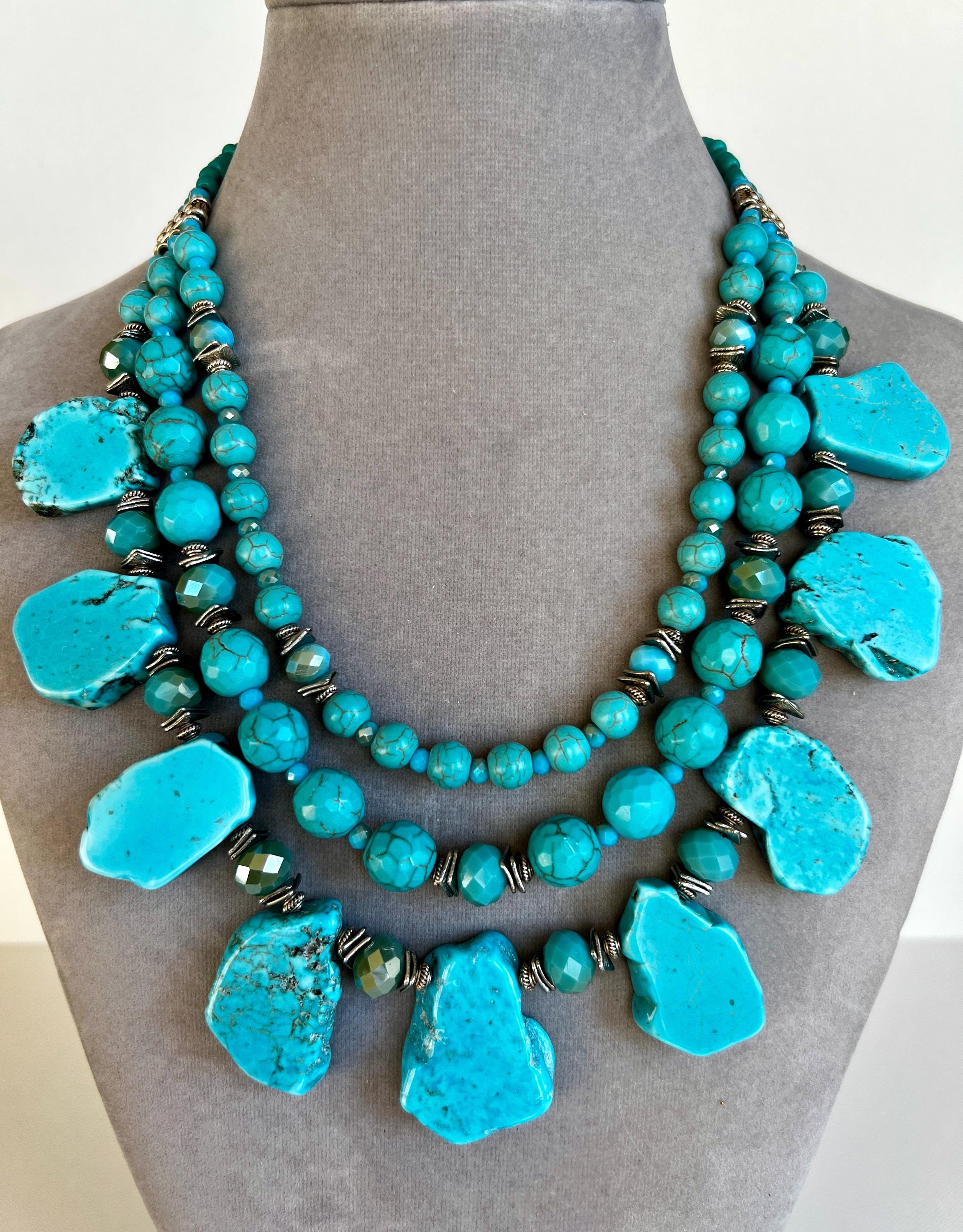 Multi Strand Slab Turquoise Statement Necklace - Etsy