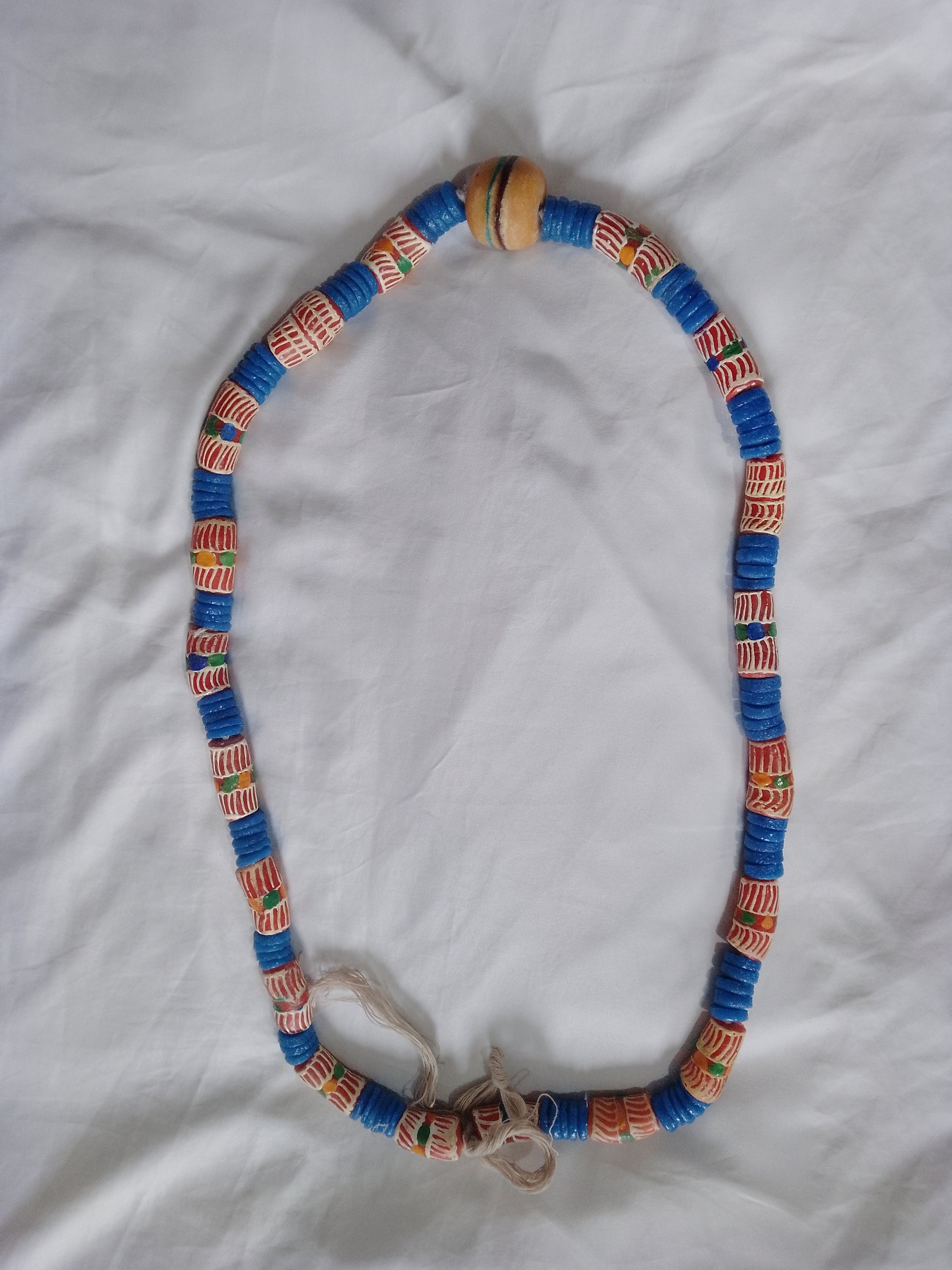 Beautiful Long Vintage Ghana Krobo Bead Necklace and Bracelet Set ...