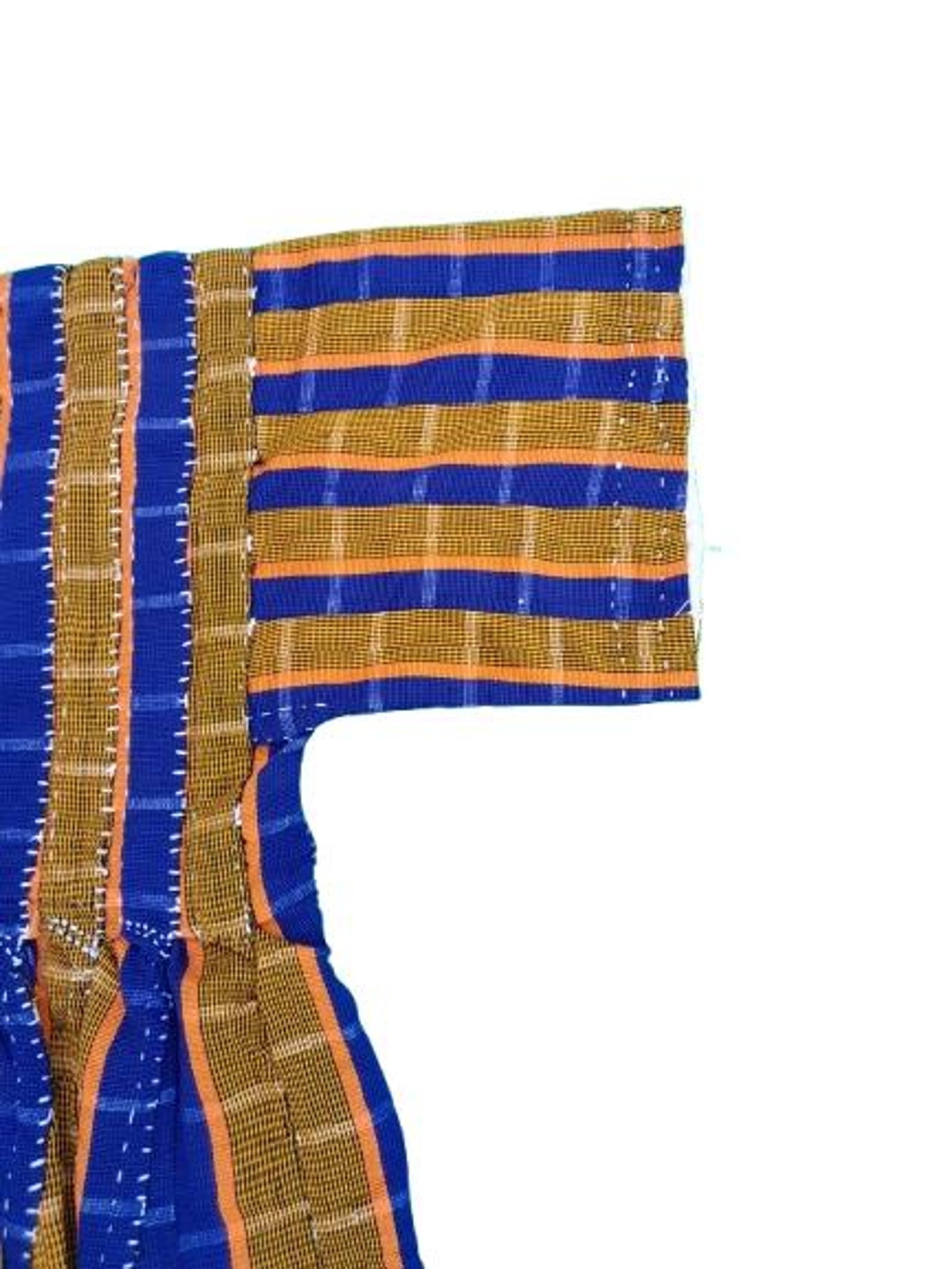 Handwoven Fugu Smock Top: Navy Blue & Orange Northern Ghana Batakari - Etsy