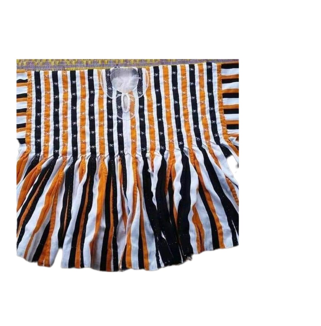 Qaulity Short Sleeve Northern Ghana Orange Men Hand Woven Traditional ...