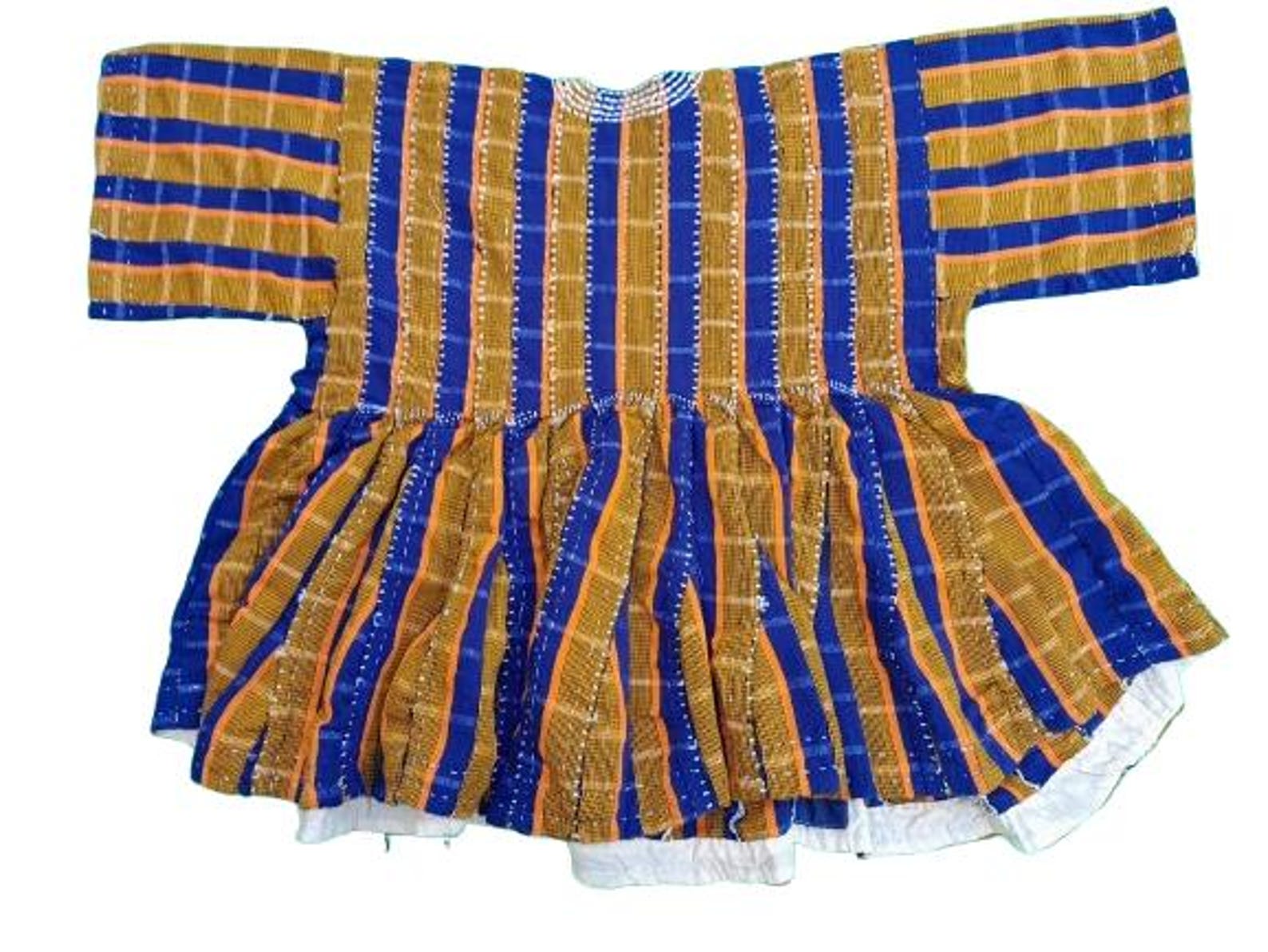 Handwoven Fugu Smock Top: Navy Blue & Orange Northern Ghana Batakari - Etsy