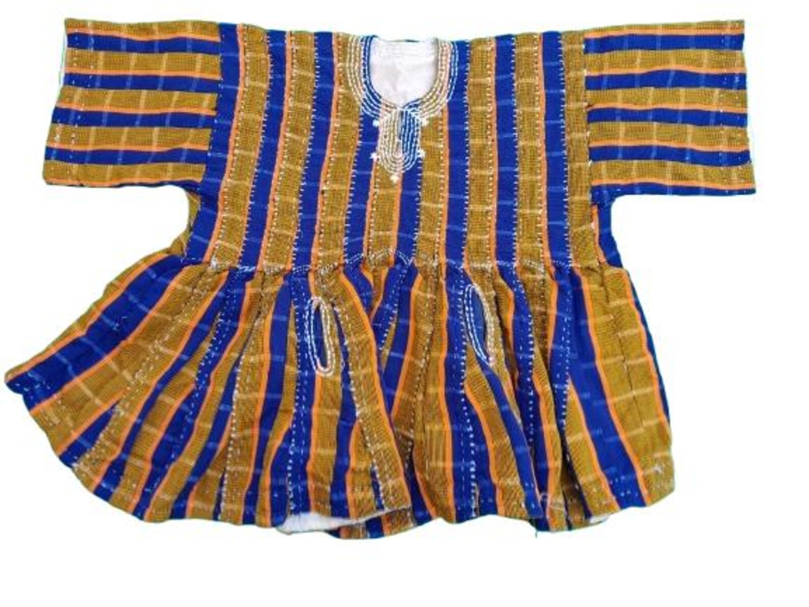 Handwoven Fugu Smock Top: Navy Blue & Orange Northern Ghana Batakari - Etsy