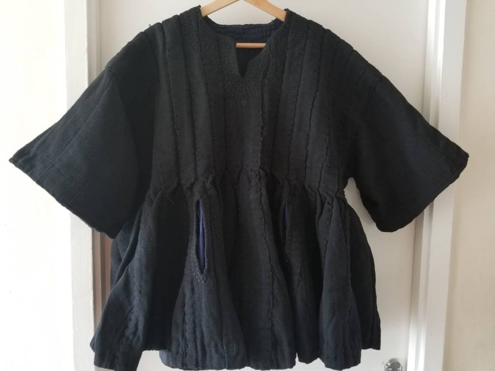 Short Sleeve Black Northern Ghana Men Hand Woven Traditional Smock ...