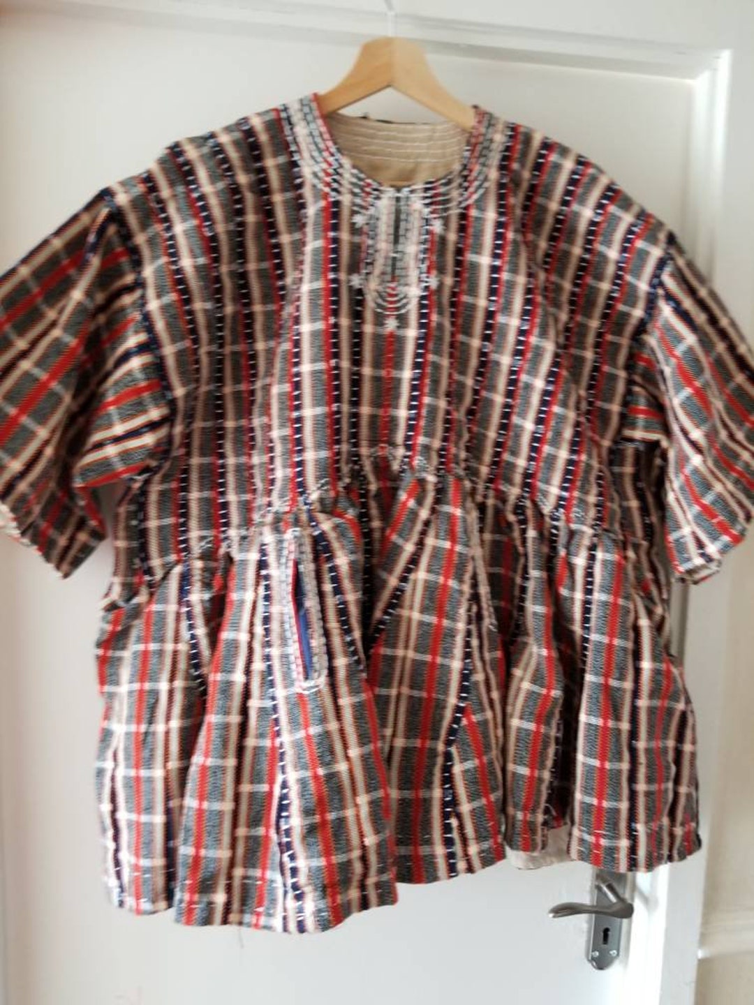 Qaulity Short Sleeve Northern Ghana Orange Men Hand Woven Traditional ...