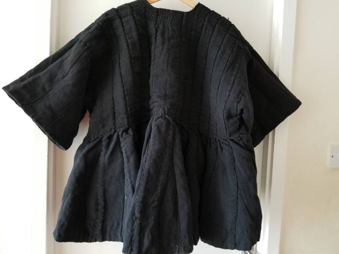 Short Sleeve Black Northern Ghana Men Hand Woven Traditional Smock ...