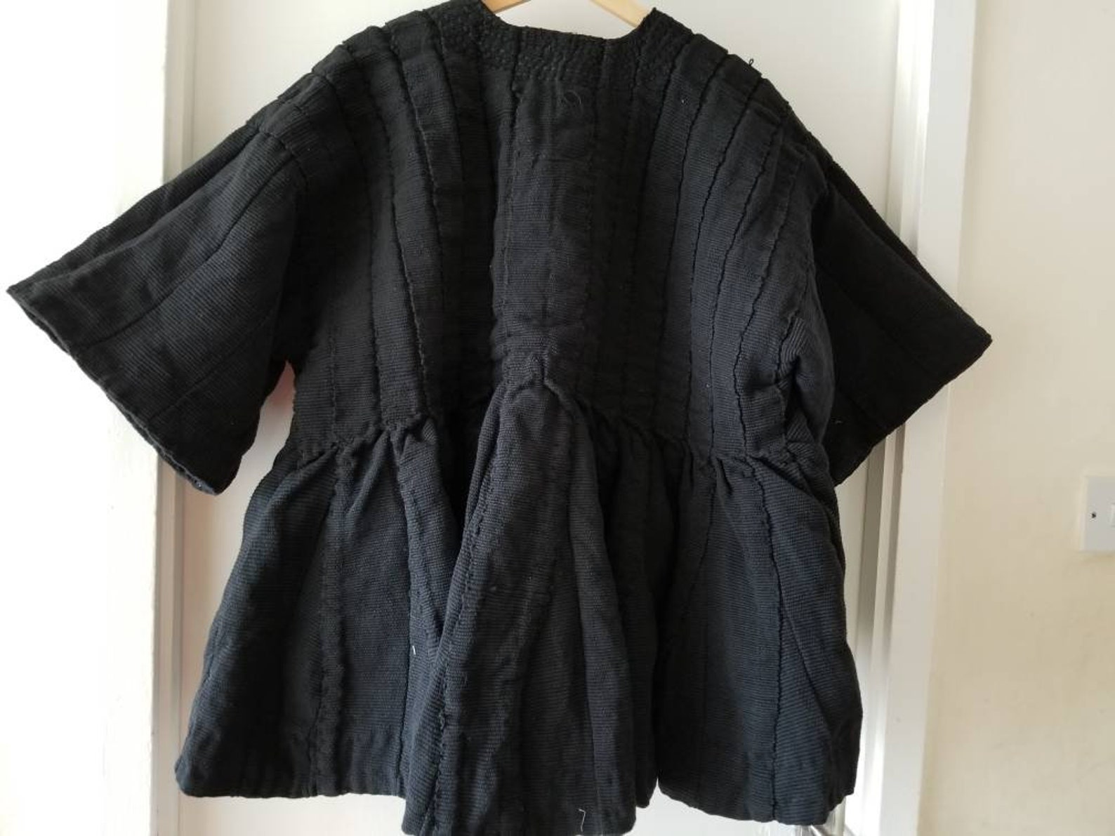 Short Sleeve Black Northern Ghana Men Hand Woven Traditional Smock ...