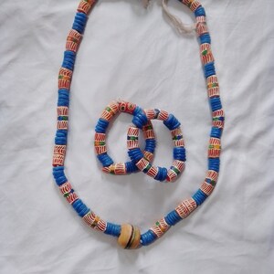 Beautiful Long Vintage Ghana Krobo Bead Necklace and Bracelet Set ...