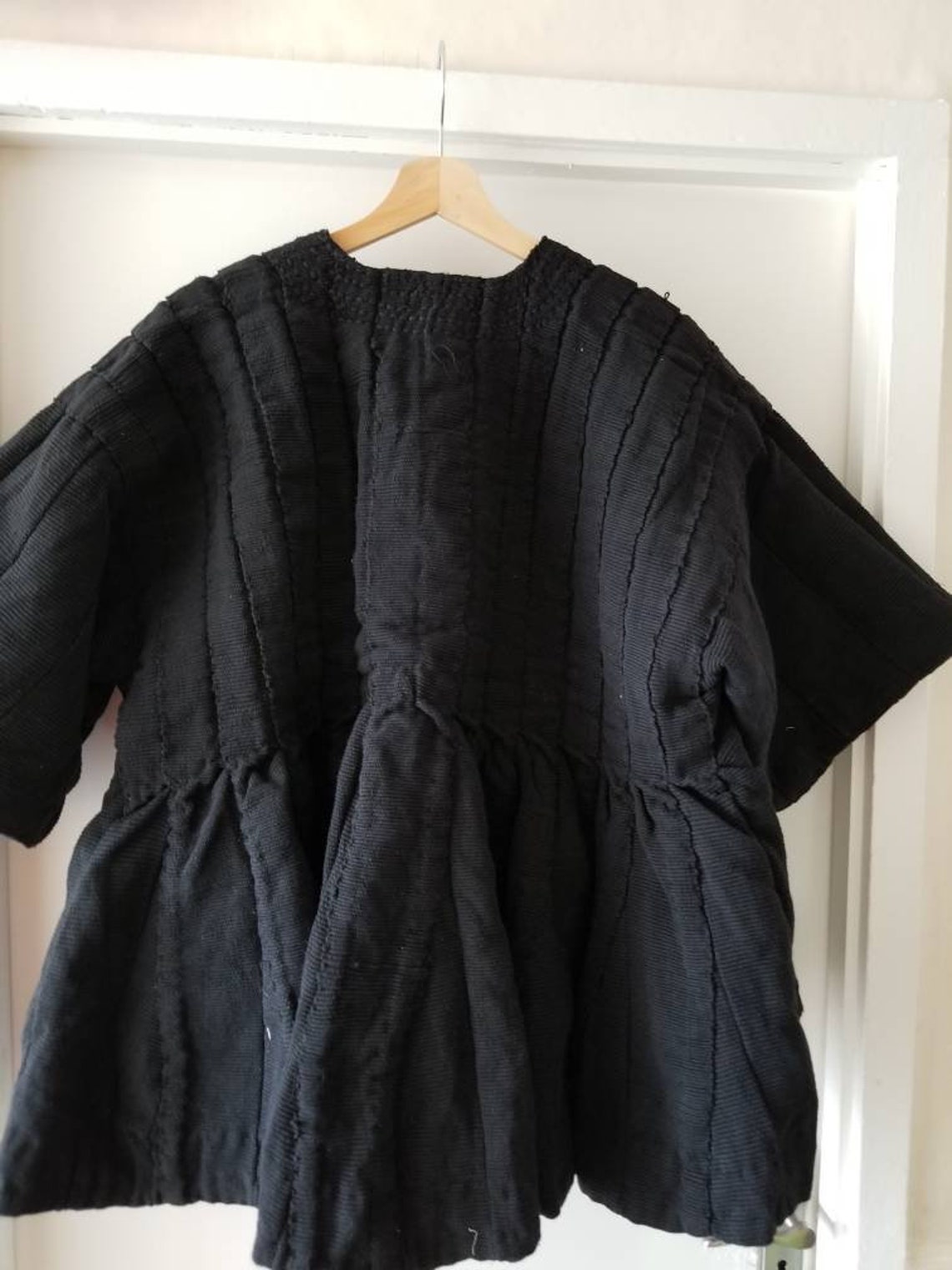 Short Sleeve Black Northern Ghana Men Hand Woven Traditional Smock ...