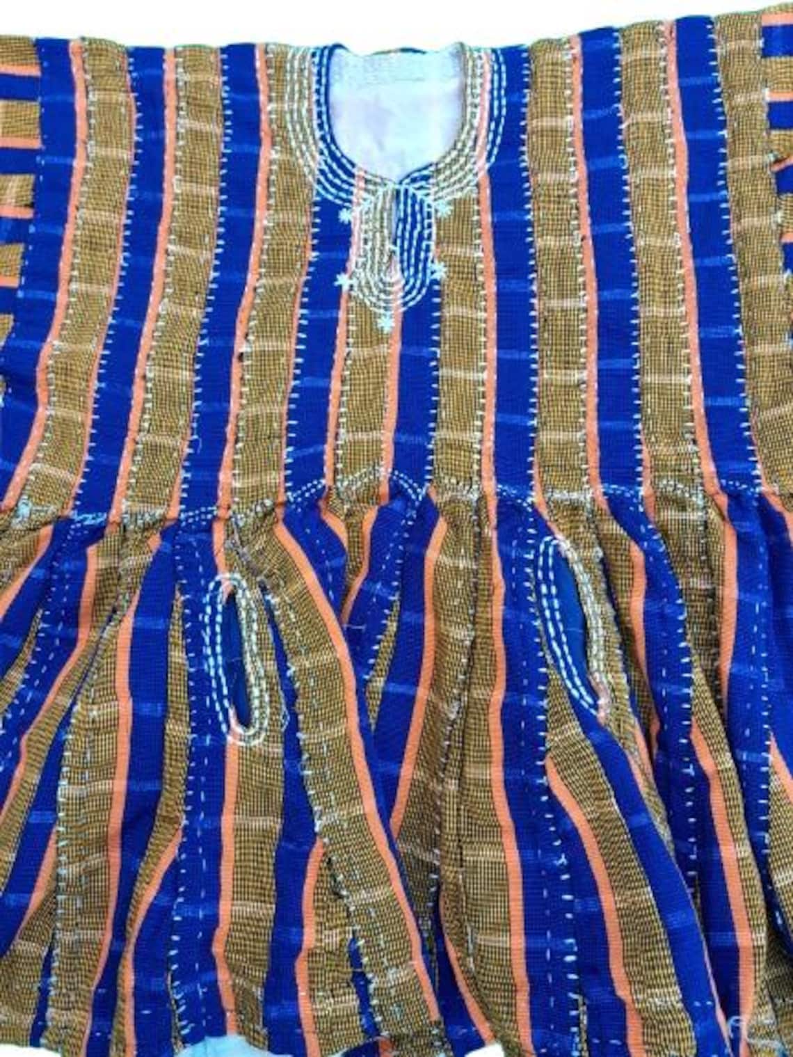 Qaulity Navy Blue and Orange Short Sleeve Northern Ghana Orange Men ...