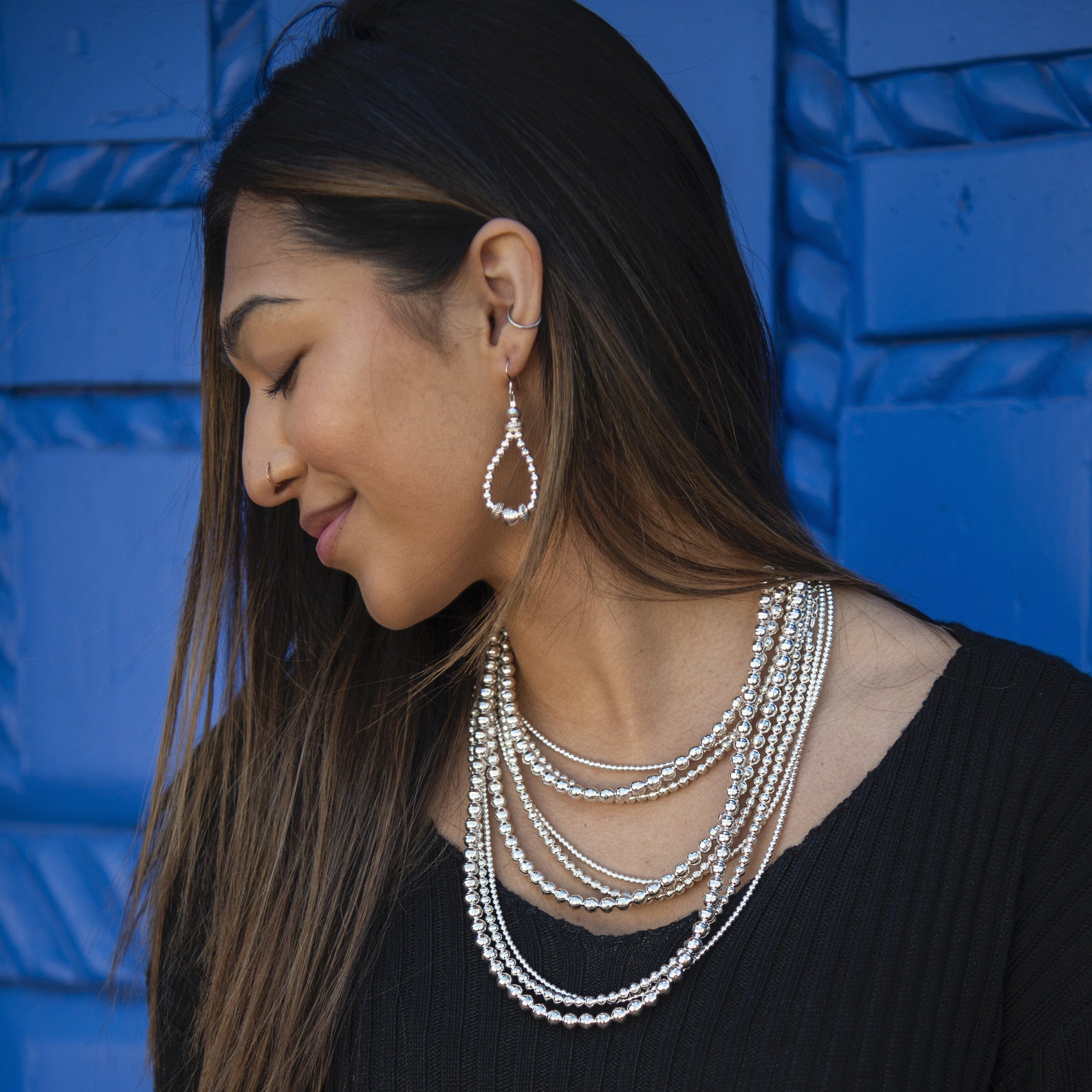 Loop Dangle Earrings Sterling Silver Bead Earrings Teardrop - Etsy