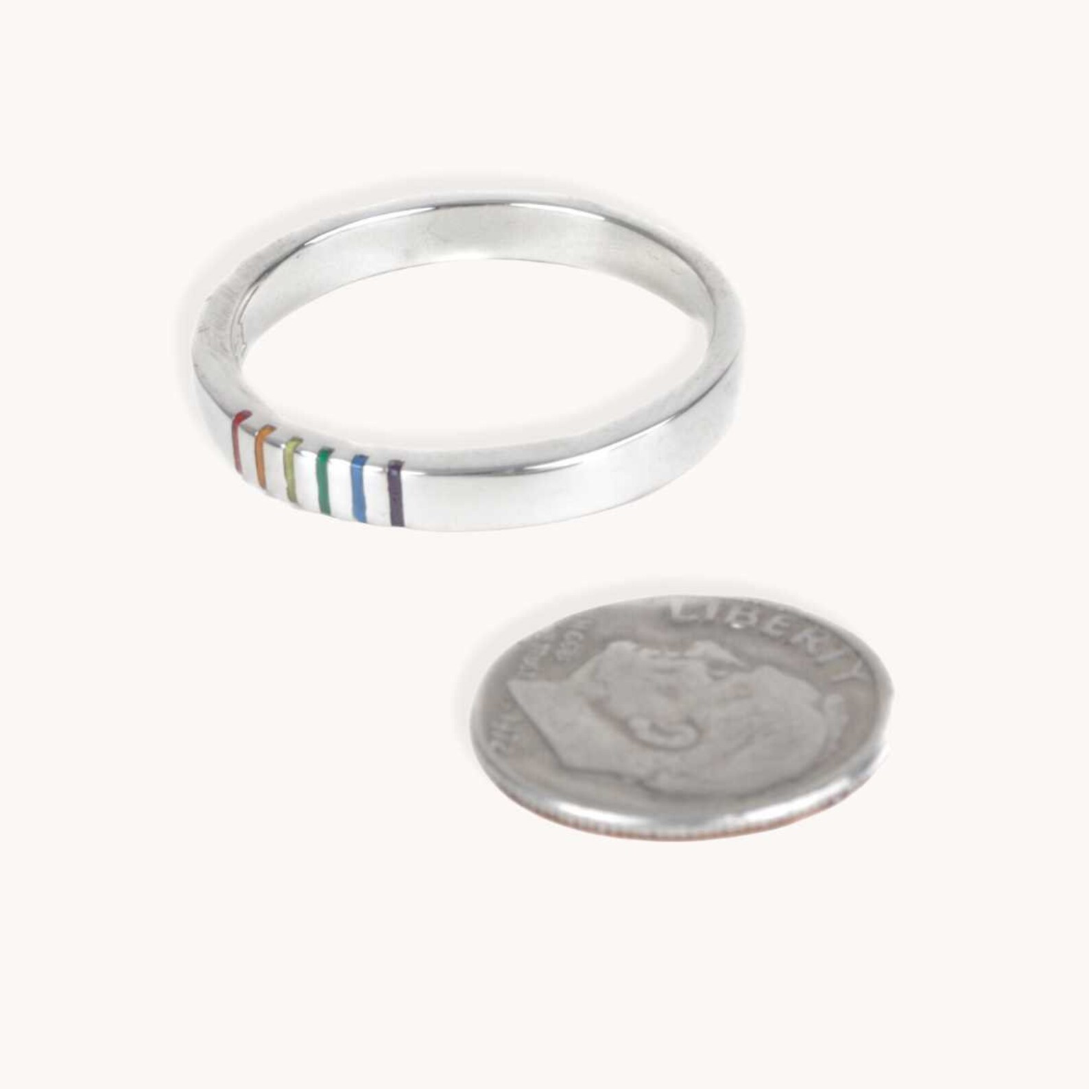 Pride Ring Sterling Pride Ring Rainbow Ring Silver - Etsy