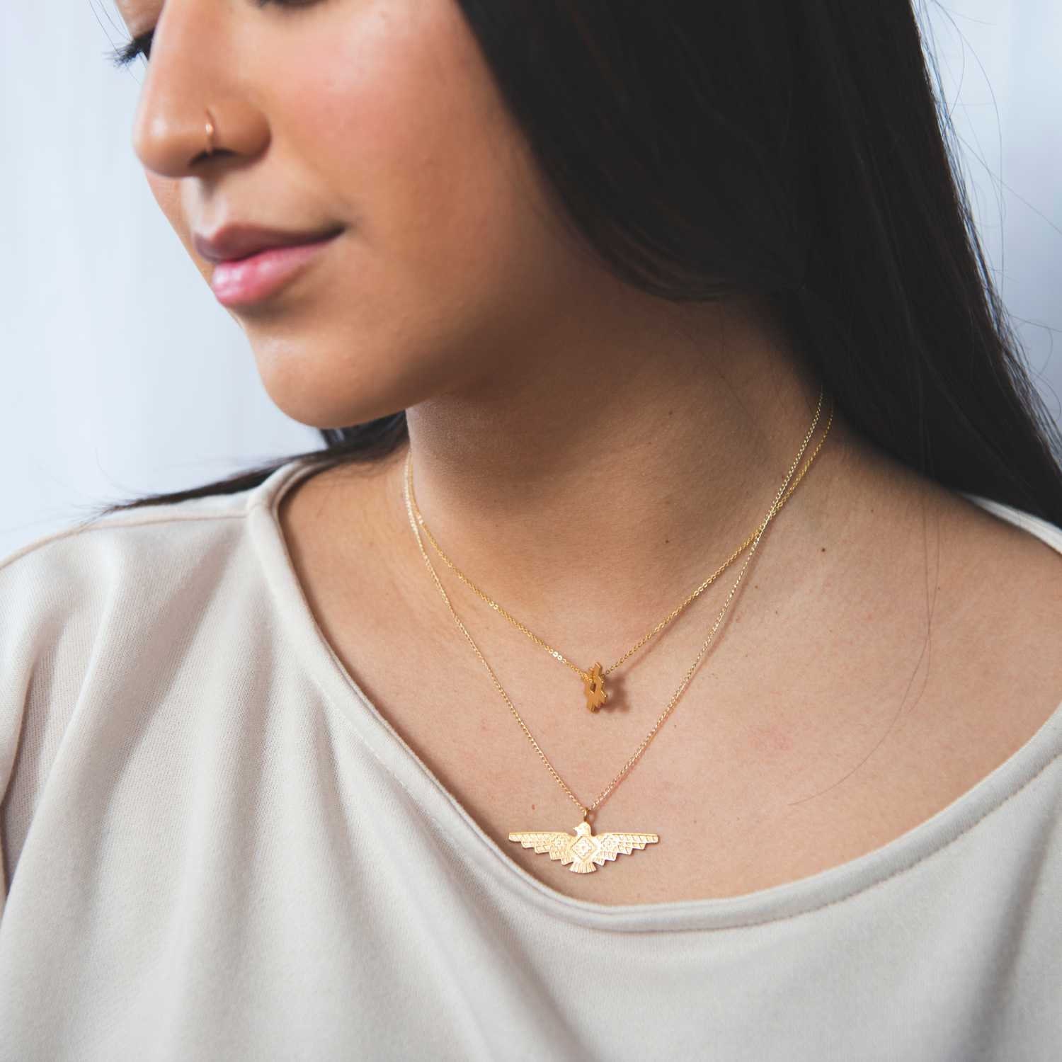 Gold Thunderbird Necklace, Thunderbird Pendant, Gold Pendant Necklace ...