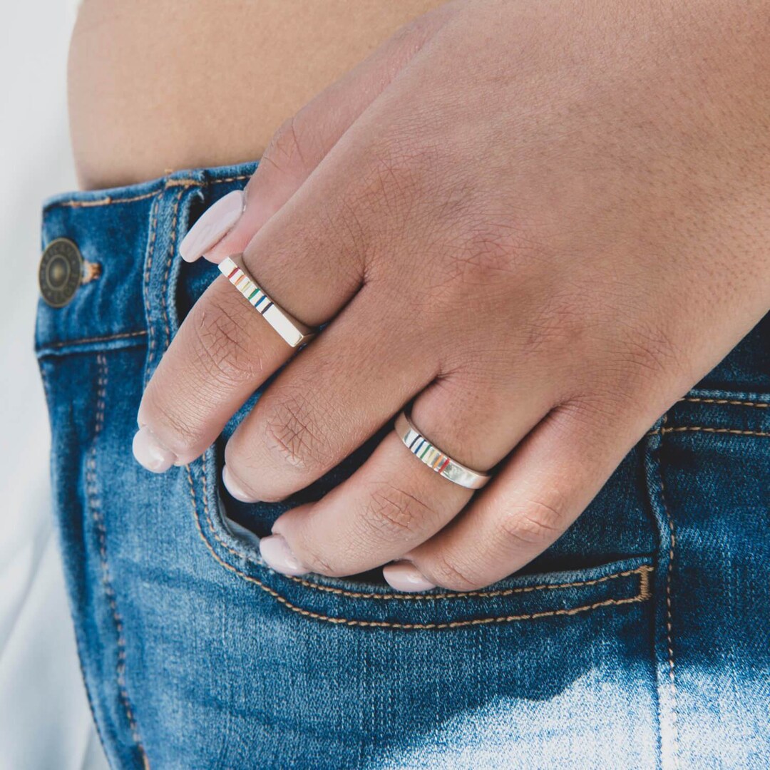 Pride Ring Sterling Pride Ring Rainbow Ring Silver - Etsy