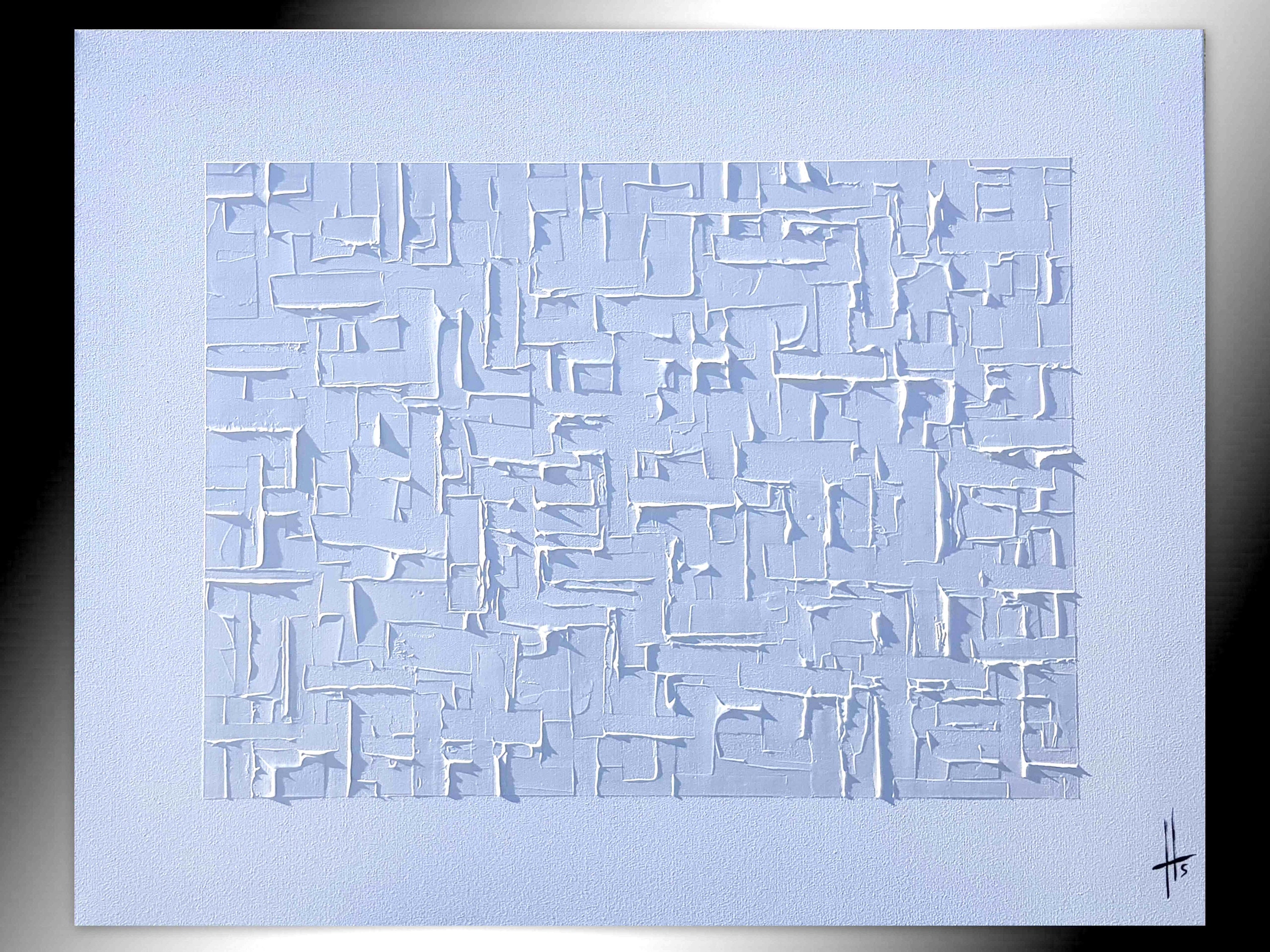 Tableau monochrome blanc peinture minimaliste sur COMMANDE fait main ...