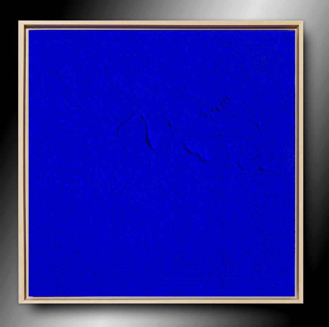 Tableau monochrome bleu électrique fait main, toile tendue sur châssis ...