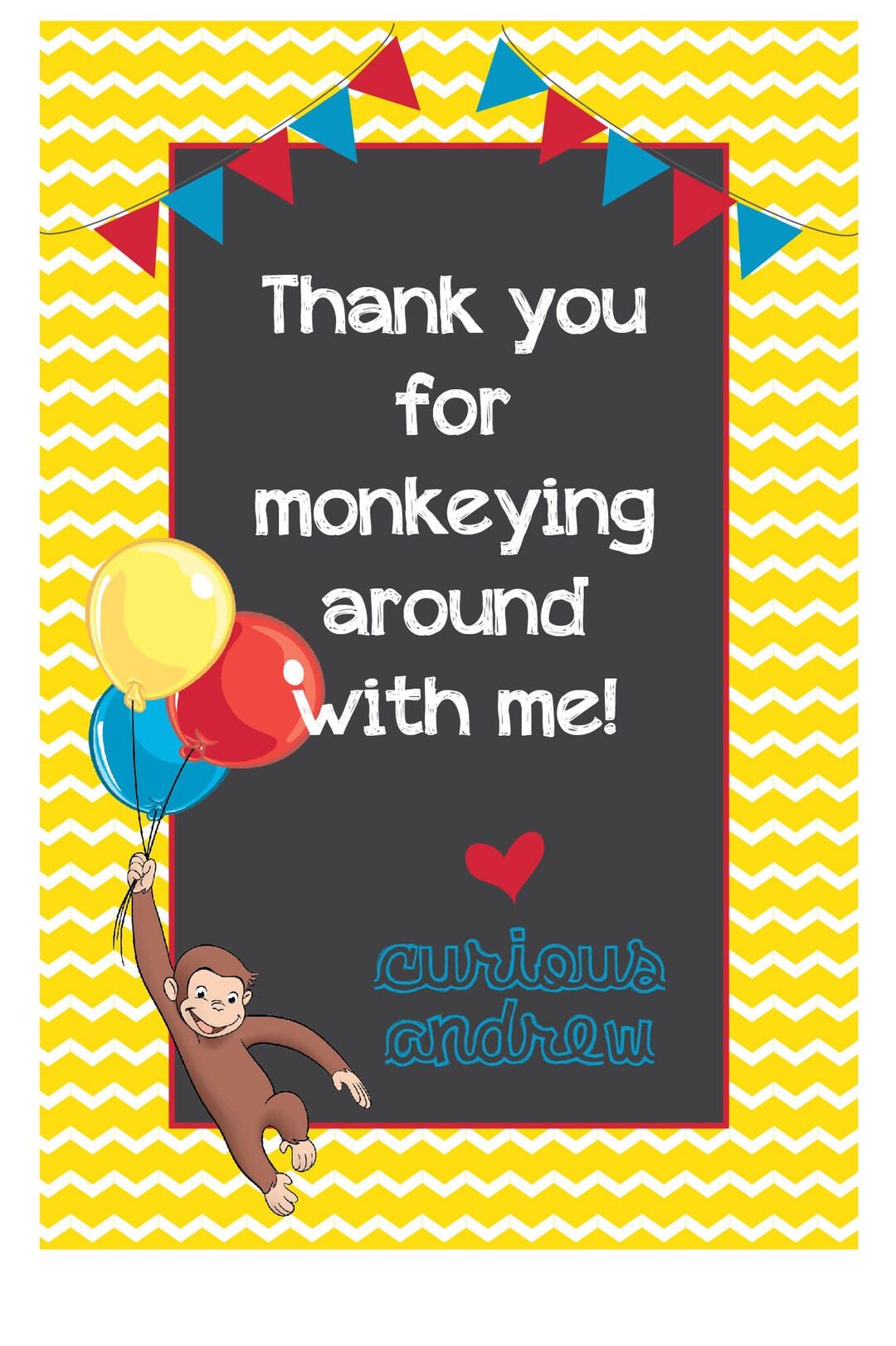 Curious George Thank You Cards - Etsy