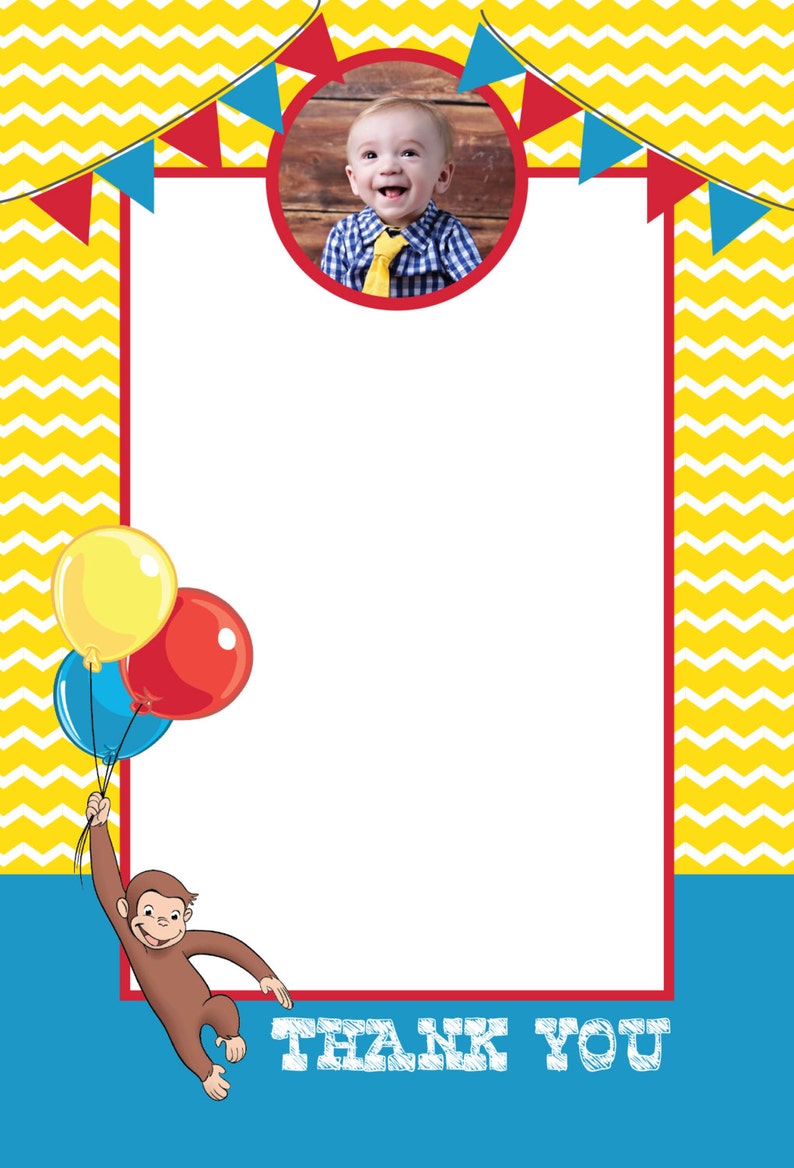 Curious George Bundle: Birthday Invitation, Thank You Card, Guest Book ...