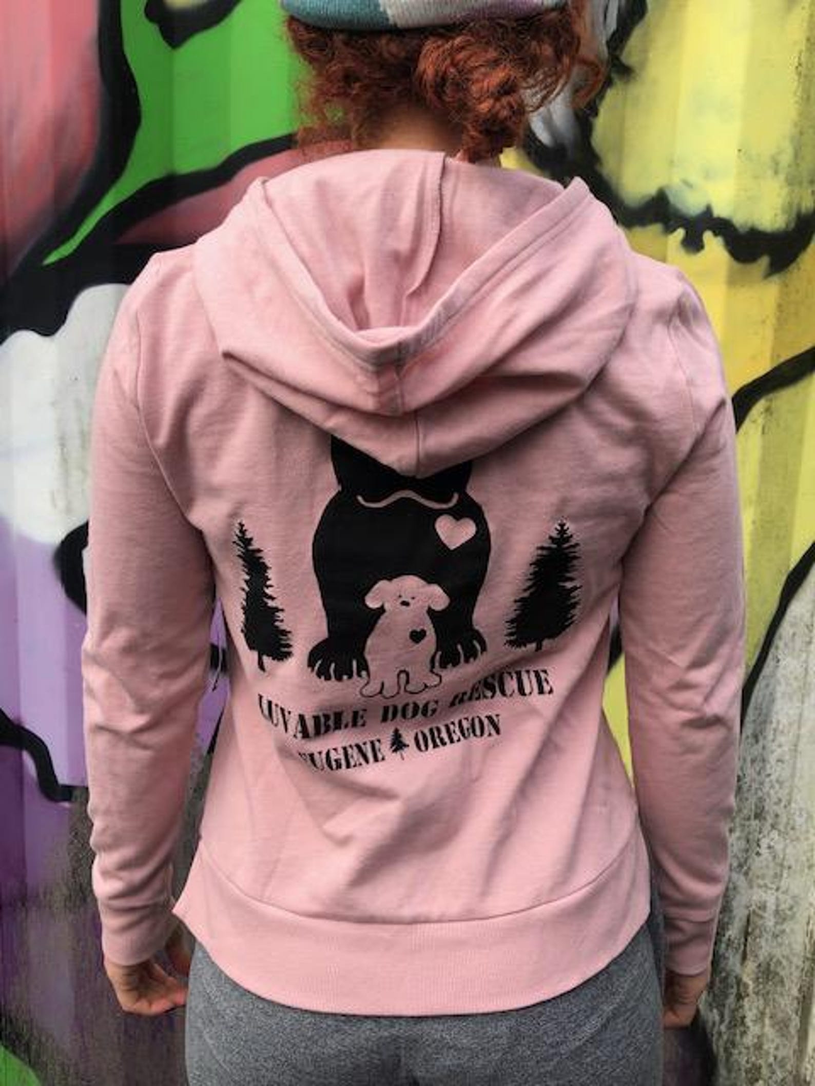Black and Pink Luvable Hoodie Logos Front and Back - Etsy