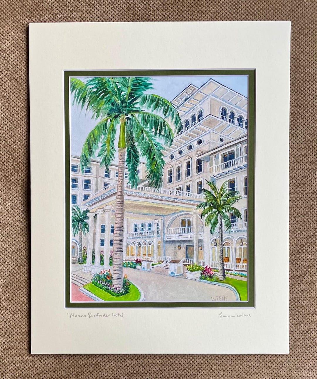 Moana Surfrider Hotel Print 8x10" Mounted in 11x14" Double Mat ...