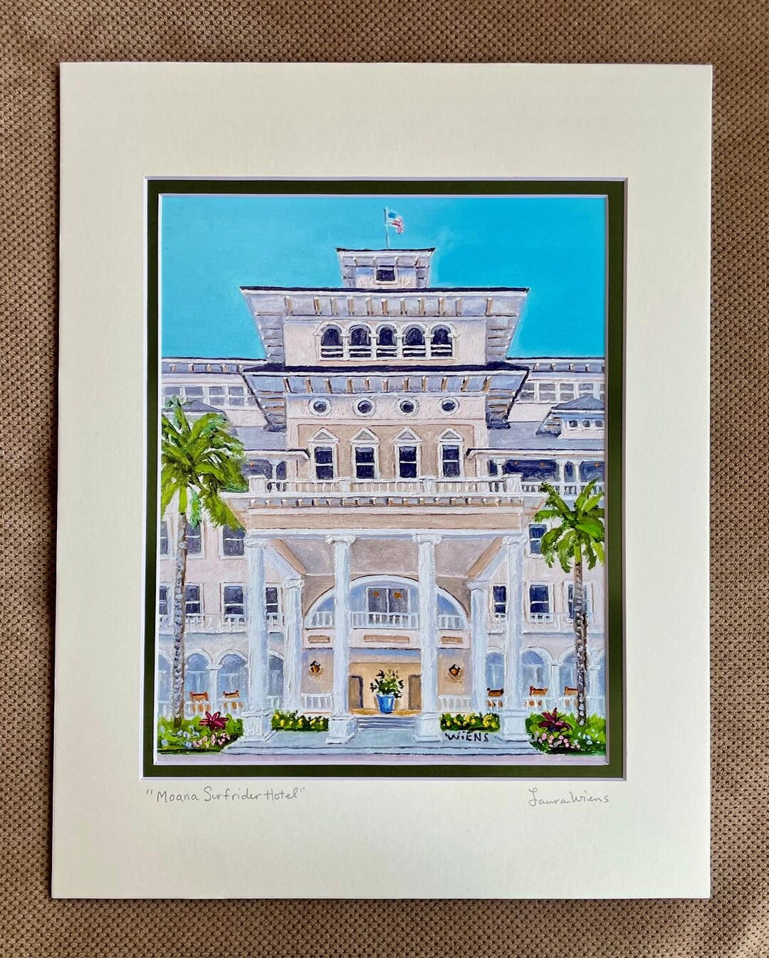 Moana Surfrider Hotel 8x10" Print Mounted in 11x14" Double Mat ...