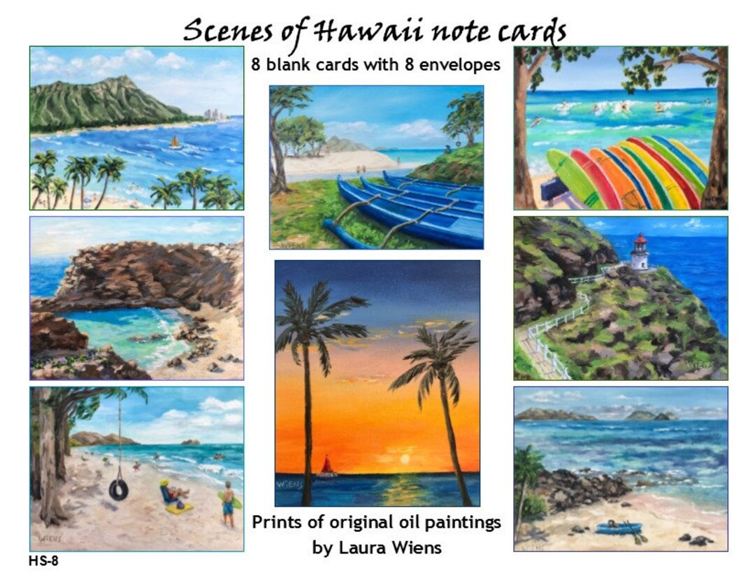 Hawaii Note Card Sets, Box of 8 Blank Inside With Envelopes, Diamond ...