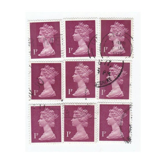 Art & Collectibles English postage stamps Dark Red maroon stamps 1p GB ...