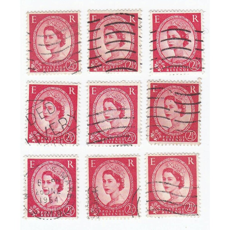Art & Collectibles English postage stamps Dark Red maroon stamps 1p GB ...