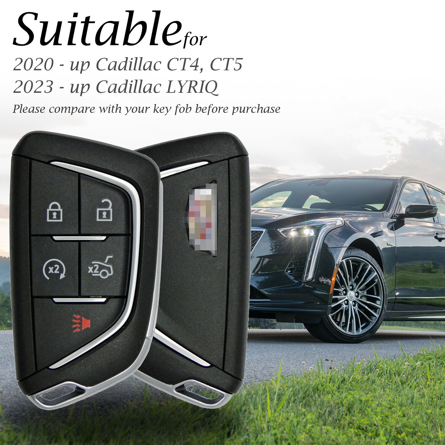 Vitodeco 5-button Genuine Leather Smart Key Fob Case Compatible for ...